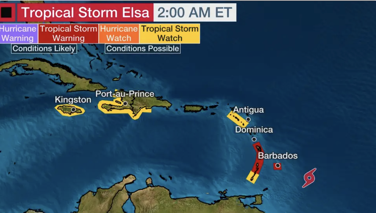 Tracking Elsa: 2 a.m weather advisory. - Barbados Today
