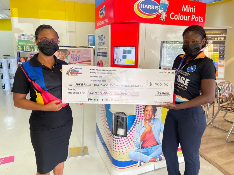Harris Paints support for the homeless - Barbados Today