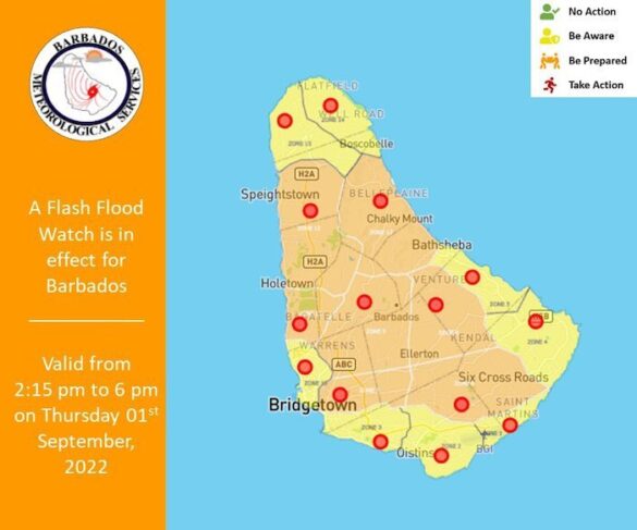 Flash-flood watch in effect for central parishes across Barbados ...