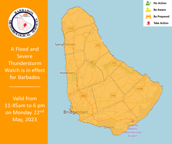 Flood and severe thunderstorm watch is in effect in Barbados - Barbados ...