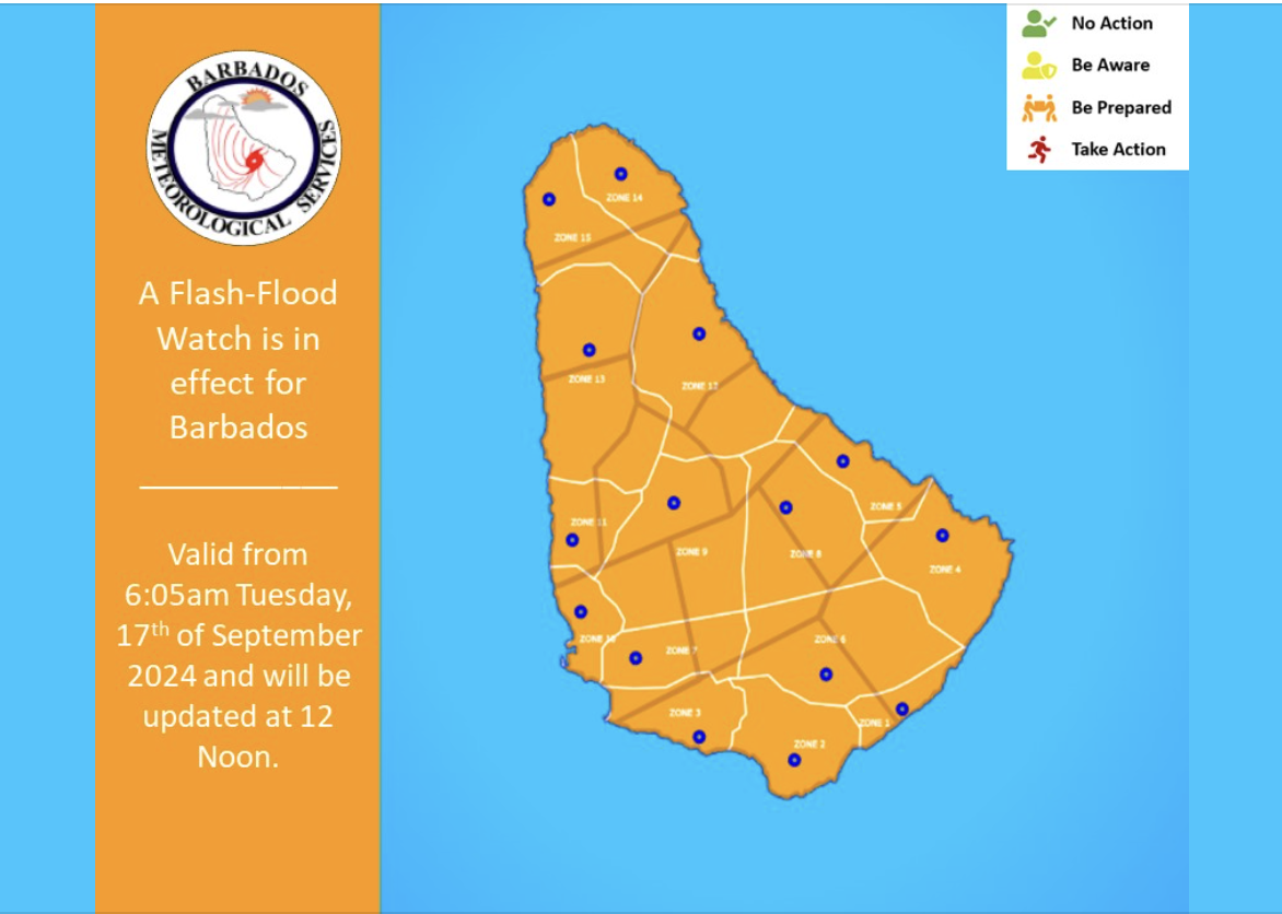 A flash flood watch is in effect for Barbados - Barbados Today